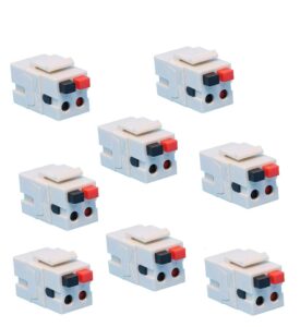 diytech speaker keystone jack – spring loaded speaker jack for keystone wall plate, female to female, for home theater wall plates - white (8 pack)