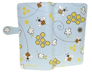 shag wear bumble bee honeycomb large wallet for women and teen girls vegan faux leather blue 7"