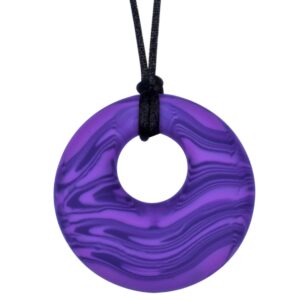 munchables scribbles sensory chew necklace – chewy fidget toy for adults, teens, boys and girls (purple)