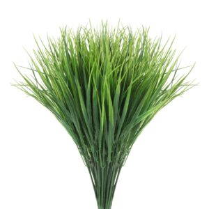 ezflowery 4 pcs artificial plastic green wheat grass, shrubs, bushes, fake plants, indoor, outdoor, home, garden, veranda, kitchen, office, hotel, table, window box, shelf decoration. (4, wheat grass)