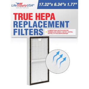 lifesupplyusa hepa filter replacement compatible with hunter permalife 30967, 30757, 30755, 30756, 37755