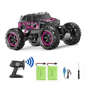 simccppley remote control car pink 360° stunt tumbling waterproof monster truck, can control the toy