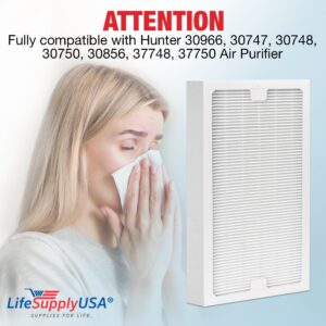 lifesupplyusa true hepa filter replacement compatible with hunter 30966, 30747, 30748, 30750, 30856, 37748, 37750 air purifier