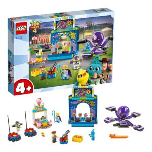 lego juniors 10770 4+ toy story 4 buzz and woody’s carnival mania with buzz lightyear and woody minifigures, multicolor