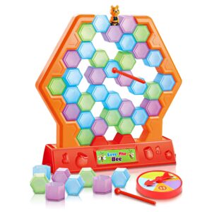 gamie save the bee game for kids - interactive stacking and tumbling game - educational learning toy - great for boys and girls - fun indoor activity for children