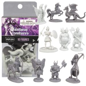 fantasy creatures action figure playset 10 pcs - monster battle toy collection - includes dragons, wizards, orcs, & more - perfect for roleplaying (rpg), d&d dungeons and dragons gaming, & xmas gifts