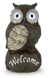 vp home welcome owl solar powered outdoor decor led garden light