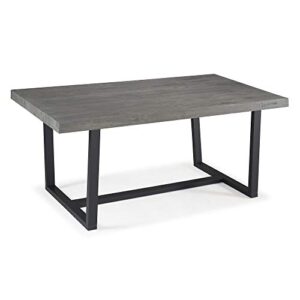 walker edison andre modern solid wood dining table, 72 inch, grey