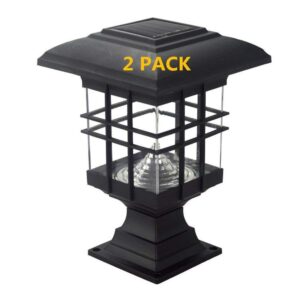 led solar outdoor light waterproof decorative outside solar wall lamp portable pillar stigma lawn light for home garden column cage path landscape grass street patio backyard villa decoration 2 pack