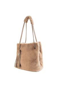 ulisty women winter faux fur shoulder bag plush handbag fluffy bucket bag tassel crossbody bag khaki