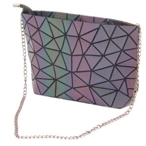 orita women holographic laser envelope clutch handbag shoulder bag purse, luminous, one size