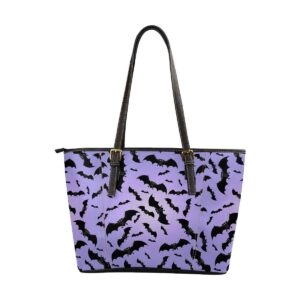 interestprint women tote bags top handle handbags pu leather purse halloween bats