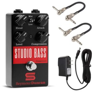 seymour duncan studio bass compressor pedal bundle with 2 mxr patch cables and 9v power supply