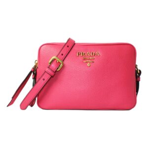 prada women's vitello phenix 1bh079 pink leather cross body bag