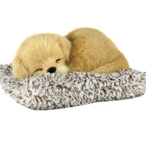 perfect petzzz - mini baby golden retriever, stuffed animals for girls and boys, dog toys for kids and elderly, battery-operated live pet toys, companion realistic dog calming toys with synthetic fur