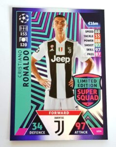 match attax champions league 18/19 cristiano ronaldo limited edition trading card - juventus 18/19