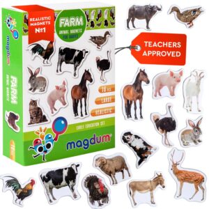 16 fridge magnets for toddlers magdum - farm photo kids magnets for fridge - toddler magnets for refrigerator - magnetic animals - fridge magnets for kids - animal magnets - toddler fridge magnets