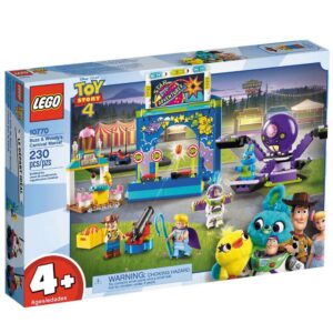 lego disney pixar’s toy story 4 buzz lightyear & woody’s carnival mania 10770 building kit, carnival playset with shooting game & toy story characters (230 pieces)