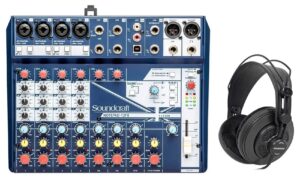 soundcraft notepad-12fx 12-channel mixer w/ 4x4 usb interface with lexicon effects bundle with samson sr850 professional semi-open studio reference monitoring headphones