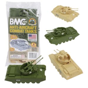 bmc classic payton anti-aircraft tanks - 4pc tan green plastic army men vehicles