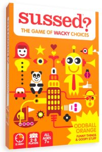 sussed the wacky ‘what would you do?’ social card game - kids stocking stuffer & family travel game - fun & easy to play - all ages 7 and up - oddball orange deck