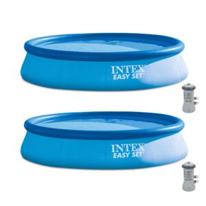 intex 13ft x 32in easy set above ground swimming pool and 530 gph pump (2 pack)