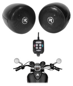 rockville rocknride (2) rocknride 3" powered bluetooth metal motorcycle handlebar speakers, black