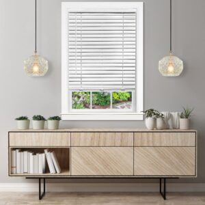 cordless room darkening venetian blind - 35 inch width, 64 inch length, 2" vinyl slat size - white - gii luna light filtering horizontal mini windows blinds for interior by achim home decor