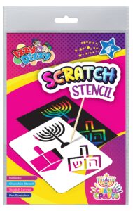 izzy 'n' dizzy hanukkah scratch stencil art kit - 8" x 6" - includes sctatch stick - chanukah arts and crafts - gifts and games