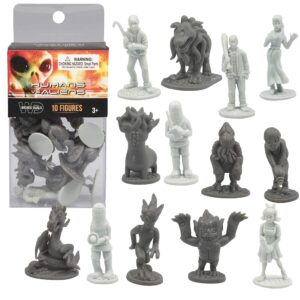 humans vs aliens space monster action figure toy playset 10 pcs- unique futuristic characters- great for party favors, decorations, dioramas, cake toppers, rpg gameplay, stocking stuffers & xmas gifts