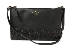 kate spade ramey greta court glitter saffiano leather crossbody bag black