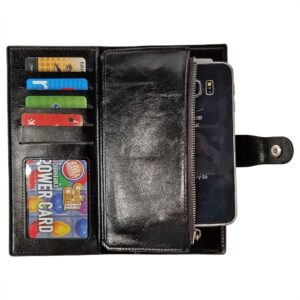 trusten j. women's wallet large fashion clutch stylish phone case organizer leather (black)