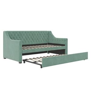 little seeds ambrosia diamond tufted upholstered design daybed and trundle set, twin size frame, teal