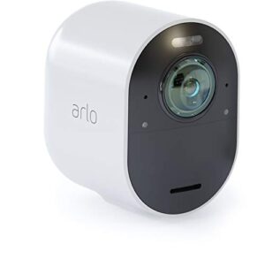 arlo ultra smart home security cameras, alarm, rechargeable, colour night vision, indoor/outdoor, 4k uhd, 2-way audio, spotlight, 180 degree view, add on camera - smarthub needed, vmc5040