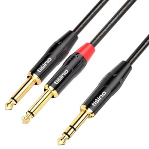 tisino 1/4 inch trs stereo to dual 1/4 inch ts mono insert cable y-splitter stereo breakout cable patch cord - 6.6 feet