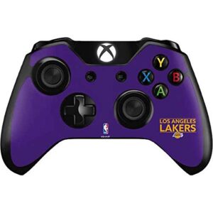 skinit decal gaming skin compatible with xbox one controller - officially licensed nba los angeles lakers standard - purple design