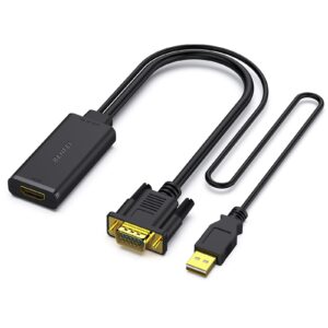 benfei vga to hdmi adapter, 1080p converter with audio from computer/laptop vga source to hdmi tv/monitor