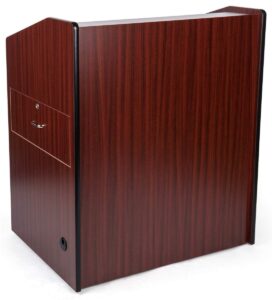 displays2go lecture podiums with wheels – mahogany (olilctmmlsm)