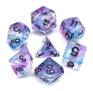 dice dnd polyhedral game dice set rpg dice fit dungeons and dragons d&d pathfinder mtg role playing game dice lake blue & rose gemstone dice with dice bag