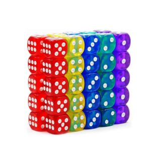 50-pack 14mm translucent & solid 6-sided game dice 5 sets of vintage colors dice for board games and teaching math dice set classroom accessories dice set rpg dice