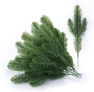 meiliy 35pcs artificial greenery xmas pine picks pine leaves pine twigs for crafts indoor and outdoor christmas holiday home garden decor