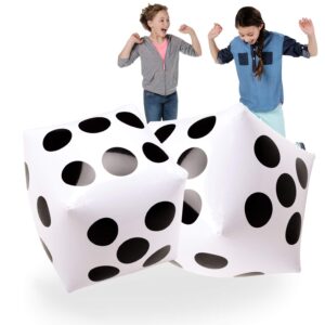 novelty place 2 pcs jumbo inflatable dice, 20" white and black giant dice for indoor and outdoor broad game, ludo and pool party