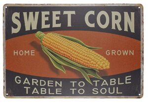 tisoso sweet corn retro vintage metal tin sign home bar kitchen farmhouse home decor signs gifts size 8" x 12"（garden to table table to soul）