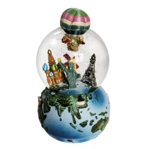 snow globe valentine's day with music for kids boys girls women adults unique gift 3d hot air balloon snowglobes around the world travel rotating christmas music box decorations