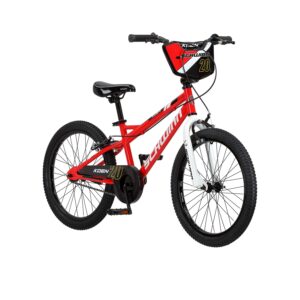 schwinn koen & elm bmx style kids bike in 20-inch wheels, with number plate, chain guard & kickstand, for boys & girls age 7-13 year old, no training wheels, red