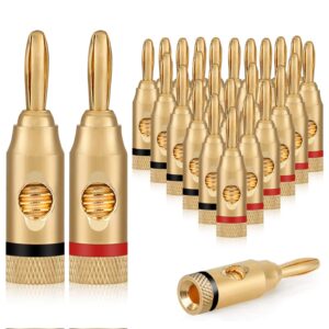 sunjoyco 12 pairs 24k gold plated speaker banana plugs for speaker wire, home theater, wall plates