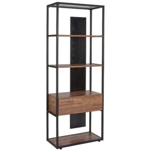 taylor + logan 4 shelf 65.75 inch bookcase with drawer in rustic wood grain finish