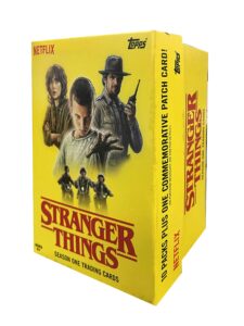 topps cards: stranger things value box | 1 commemorative patch card in every value box | 10 pack | all factory sealed, multicolor (887521075003)