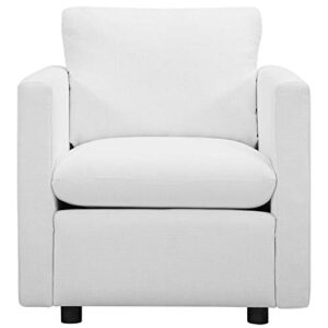 modway activate contemporary modern fabric upholstered accent lounge armchair in white