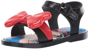 mini melissa baby-girl's mini mar sandal + snow white slipper, blk glossy, 7 medium us toddler